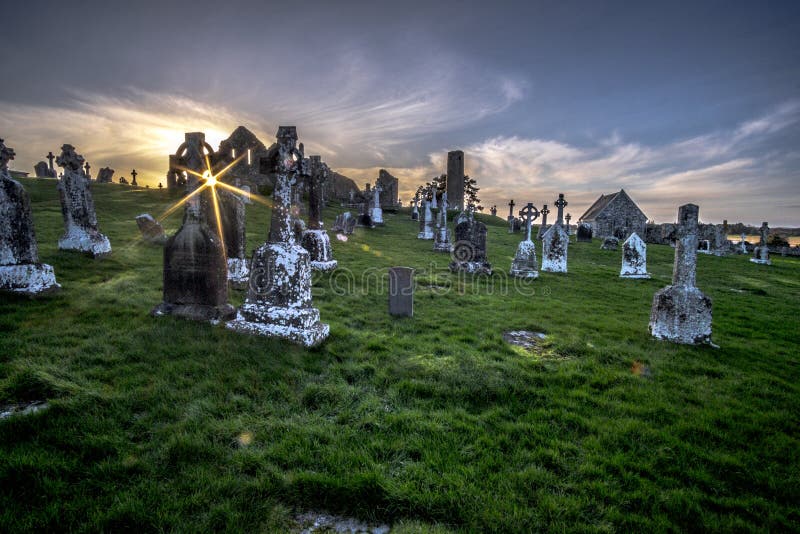 Clonmacnoise Monastery in Ireland Countryside Stock Photo - Image of ...