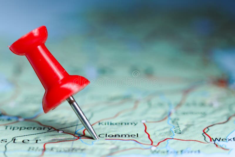 Clonmel, Ireland Pin on Map Stock Image - Image of city, island: 339645763