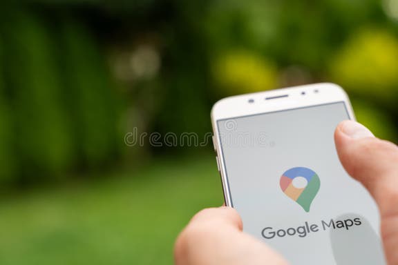 Closeâ€‘up of Smartphone with Google Maps Logo on Screen, Navigation ...
