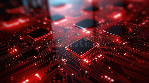 Close Abstract Tech Red Background Stock Illustration - Illustration of ...