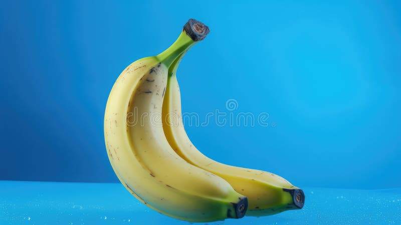 Close Banana Blue Background Stock Illustration - Illustration of ...