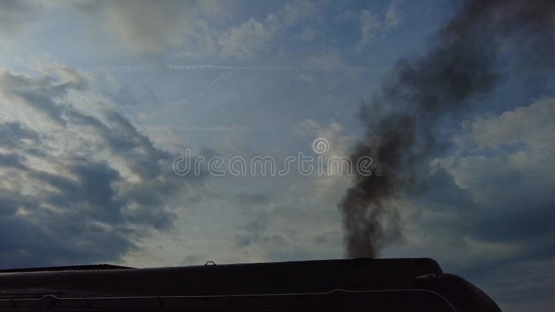 Close of Black Smoke Coming Out of an Antique Steam Engine Stock ...