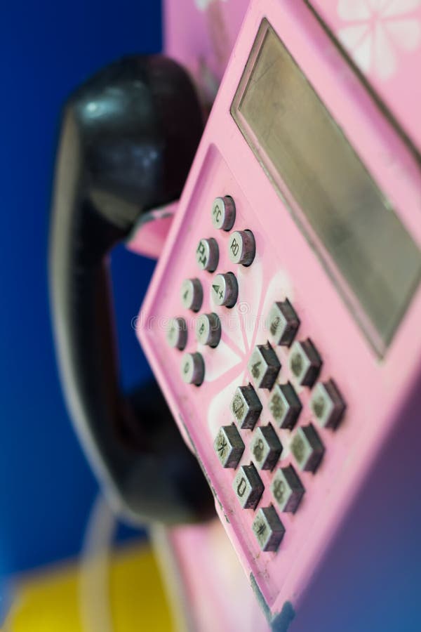 Close-blurred Pink Telephone Booth. Stock Photo - Image of black ...