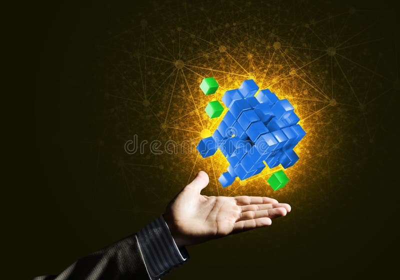 Idea of New Technologies and Integration Presented by Cube Figure Stock ...