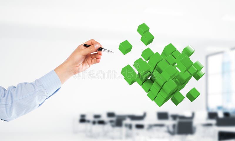 Integrating New Technologies Concept with Cube Figure Floating in Air ... Integrating New Technologies Concept with Cube Figure Floating in Air ...
