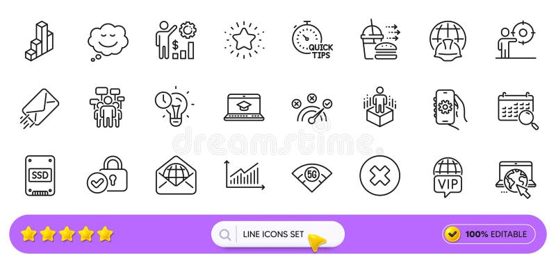 Close Button, App Settings and Ssd Line Icons for Web App. Pictogram ...
