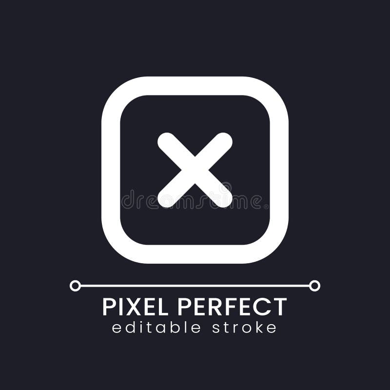 Close Button Pixel Perfect White Linear Ui Icon for Dark Theme Stock ...
