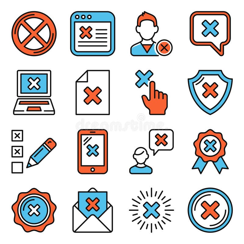 Close Buttons Icons Set on White Background. Vector Stock Illustration ...