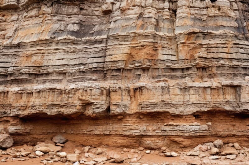 Close Capture of an Eroded Wall Displaying Multiple Rock Strata Stock ...