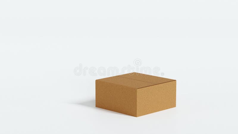 Close Cardboard Box Parcel Container Move and Close, Loop 3D Rendering ...