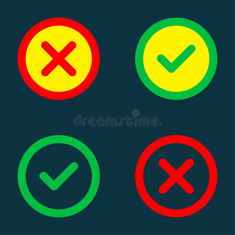 Close and Check Mark Icons. Vector Icons Stock Vector - Illustration of ...