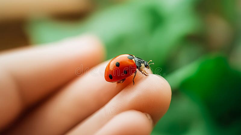 Close of of Child S Hand with Ladybug Sitting on it. Stock Image ...