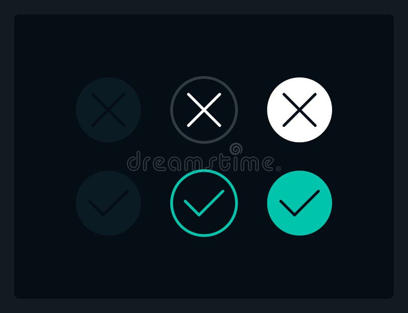 Close and Confirm Button States UI Elements Kit Stock Vector ...