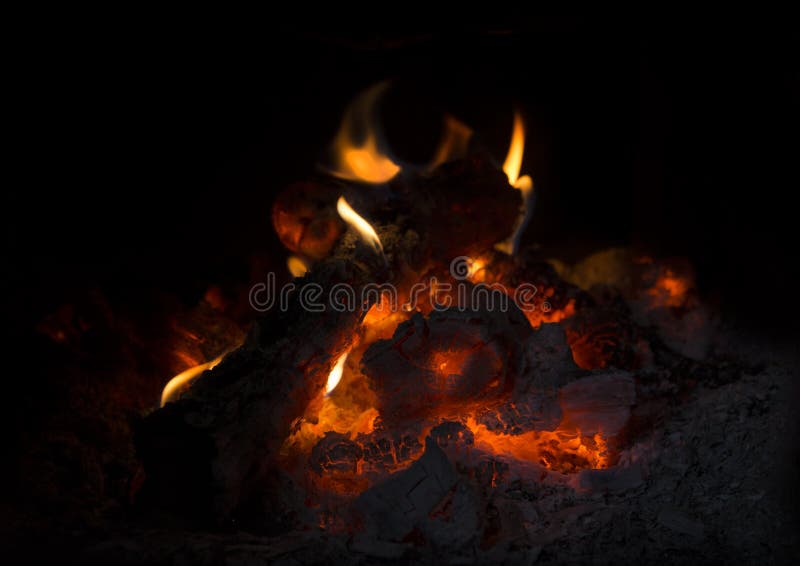 Burning Logs in the Fireplace Stock Photo - Image of flame, fireplace ...