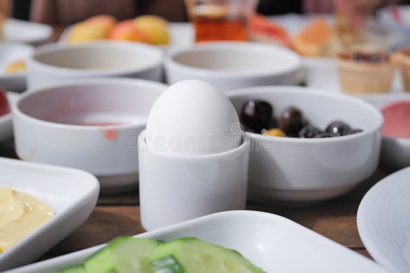 Close Egg in Cups for Morning Breakfast Stock Photo - Image of ...
