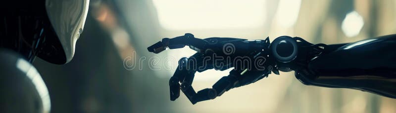 A Close Encounter: Humanoid Robot Interaction Stock Illustration ...