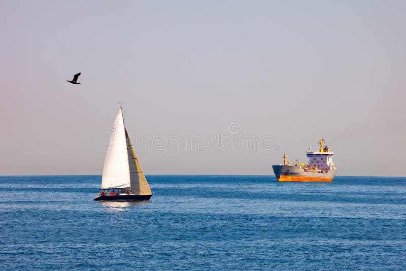 Oil Tanker Ships Riding at Anchor Stock Image - Image of landscape ...