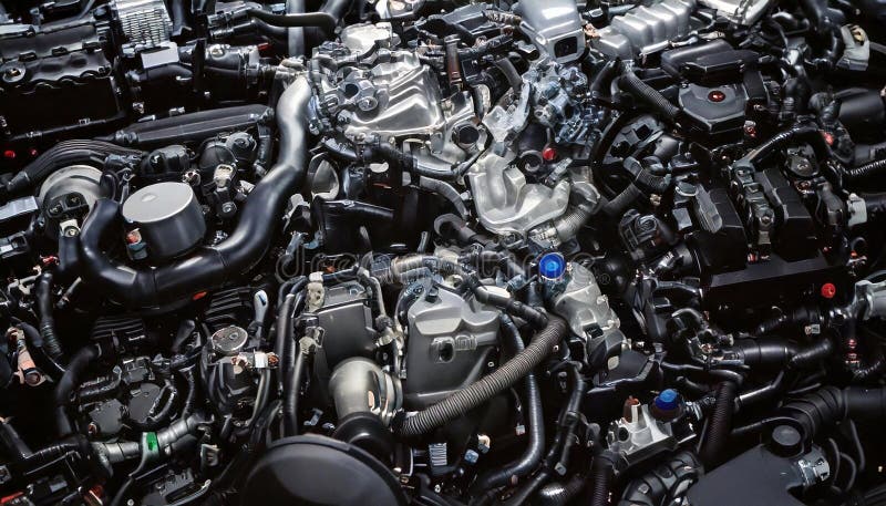 Exploring Intricate Details of a Modern Car Engine Assembly with ...