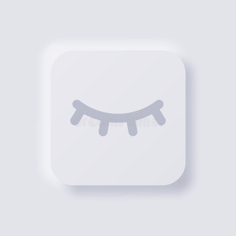 Close Eye Button Icon, White Neumorphism Soft UI Design for Web Design ...