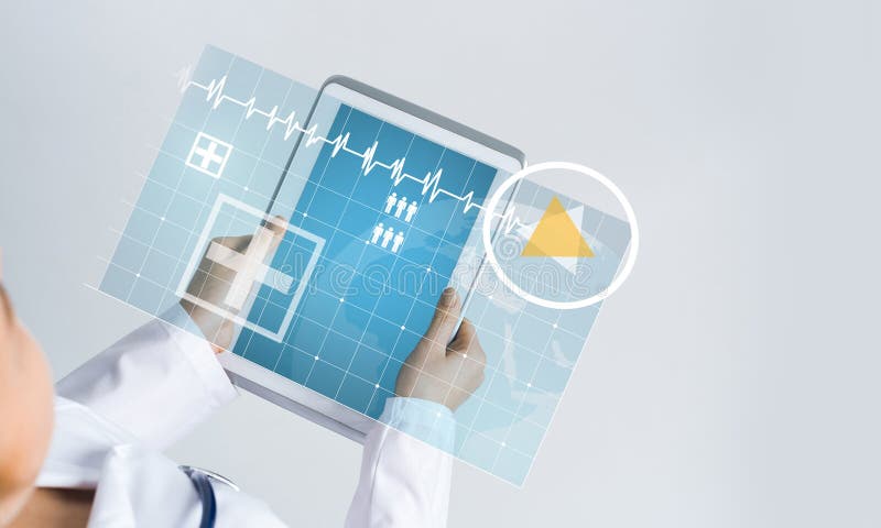 Close of Female Doctor Hands Working with Tablet Pc Computer Stock ...