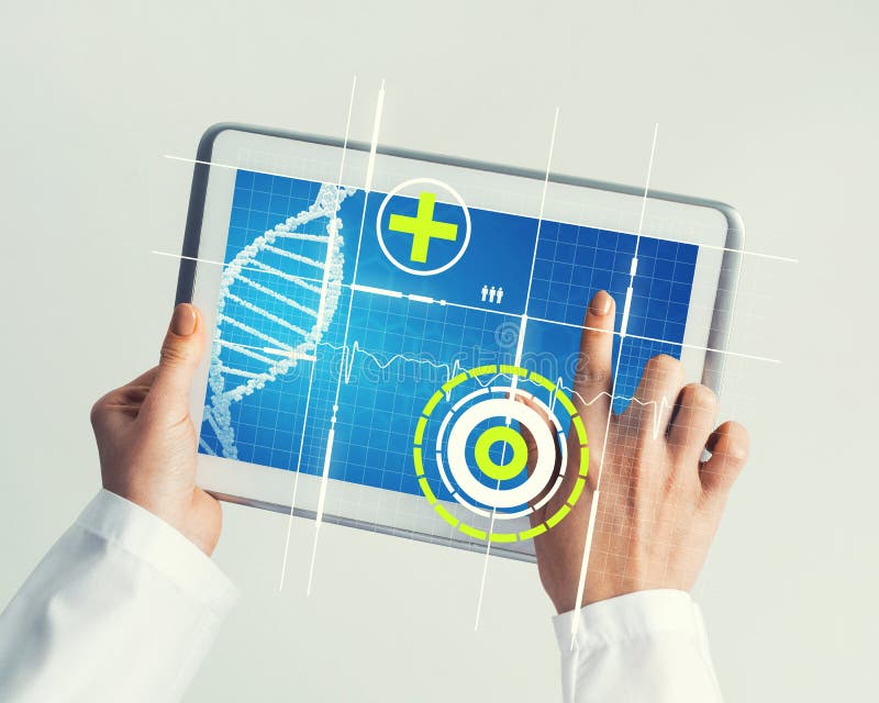 Medicine Doctor Hand Working with Modern Computer Interface Stock Photo ...