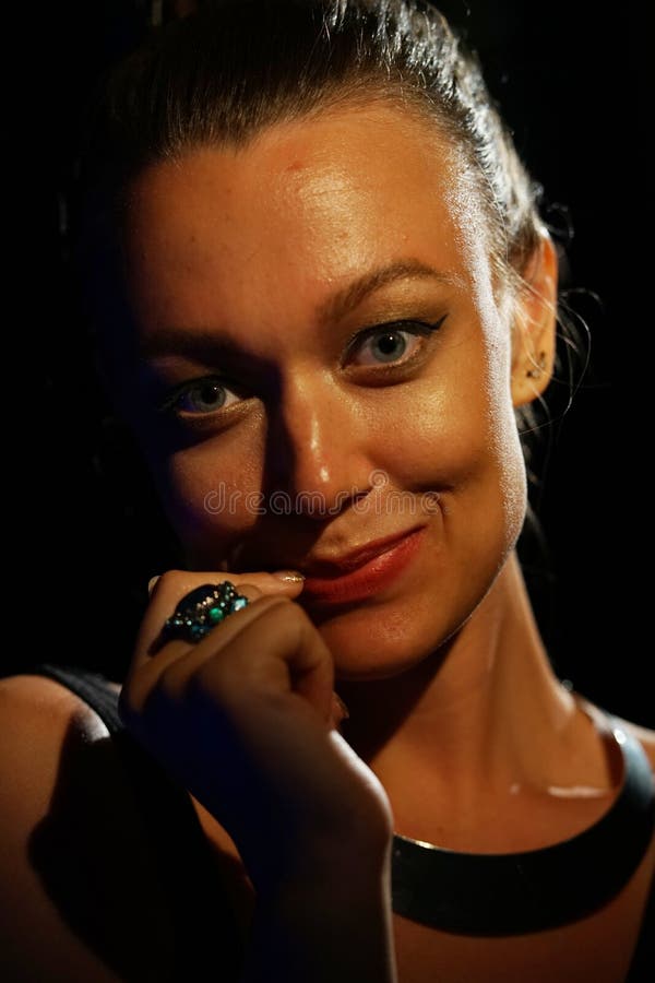 Close Face Portrait by Night Stock Image - Image of evening, people ...