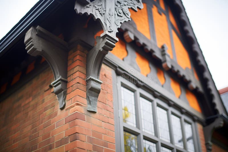 Close Focus on Textured Stonework of Tudor Gable Wall Stock ...