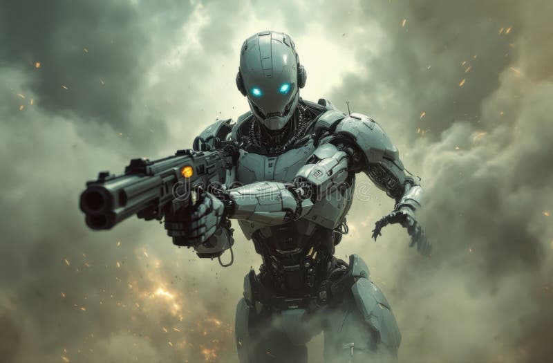 Close Futuristic Robot Fighting Stock Illustration - Illustration of ...