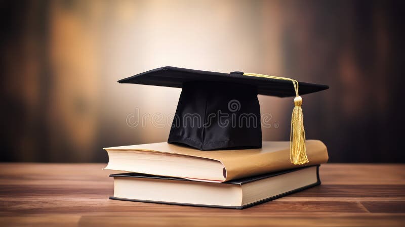 Close Graduation Cap on Table Stock Illustration - Illustration of ...