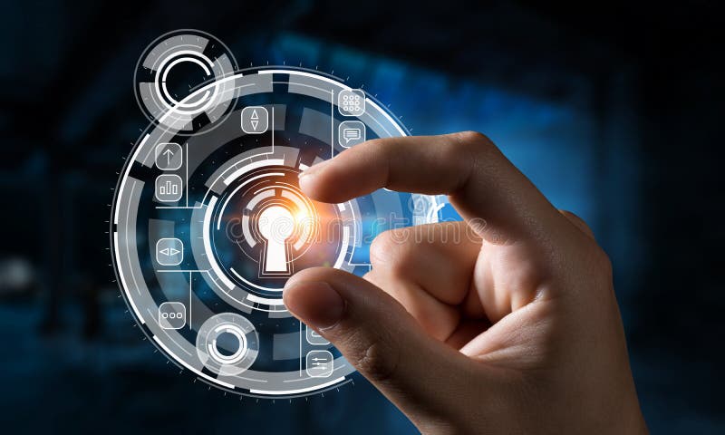 Security Solution Concept . Mixed Media Stock Photo - Image of hand ...