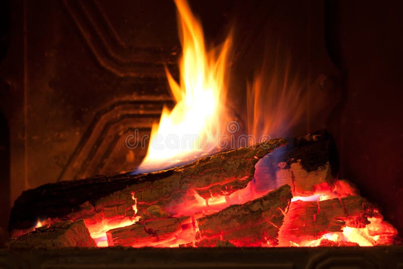 Fireplace close up stock photo. Image of glow, black - 114394246