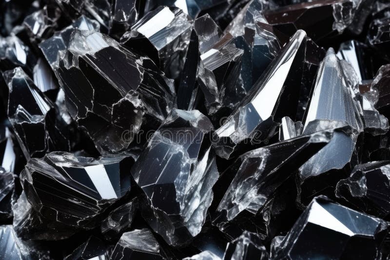 Close Image of Shiny Obsidian Surfaces Stock Photo - Image of mineral ...