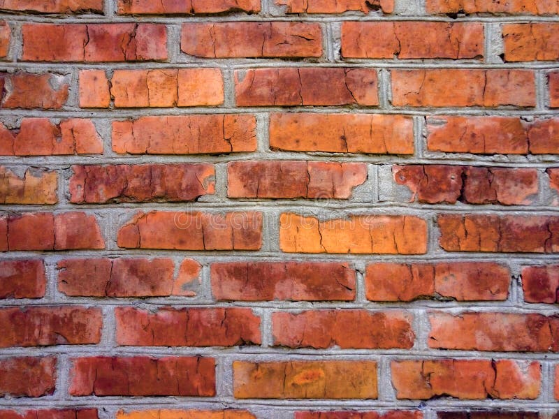A Close-up Shot of a Rough Brick Masonry Wall Lined with Red Clumsy ...
