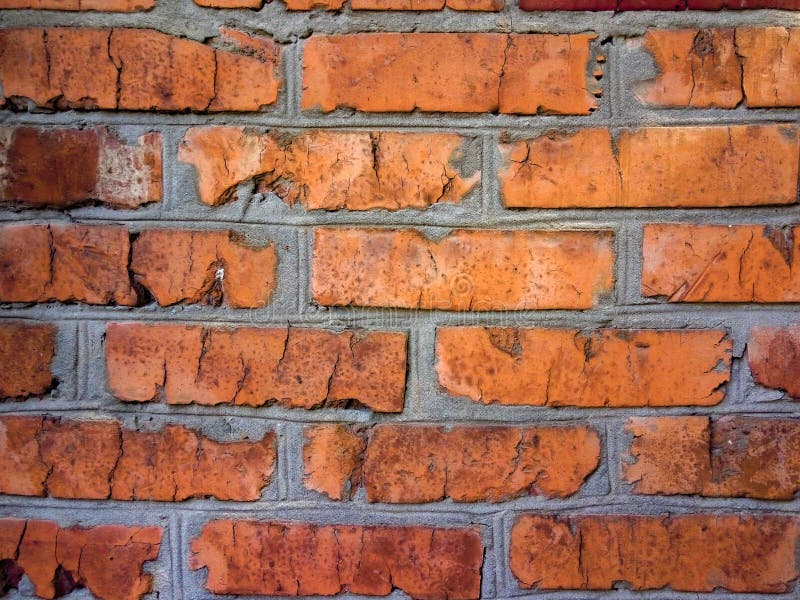 A Close-up Shot of a Rough Brick Masonry Wall Lined with Red Clumsy ...