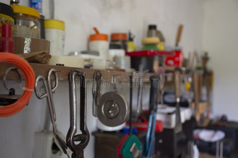 Close Look at the Tools and Equipments in the Workshop Stock Image ...