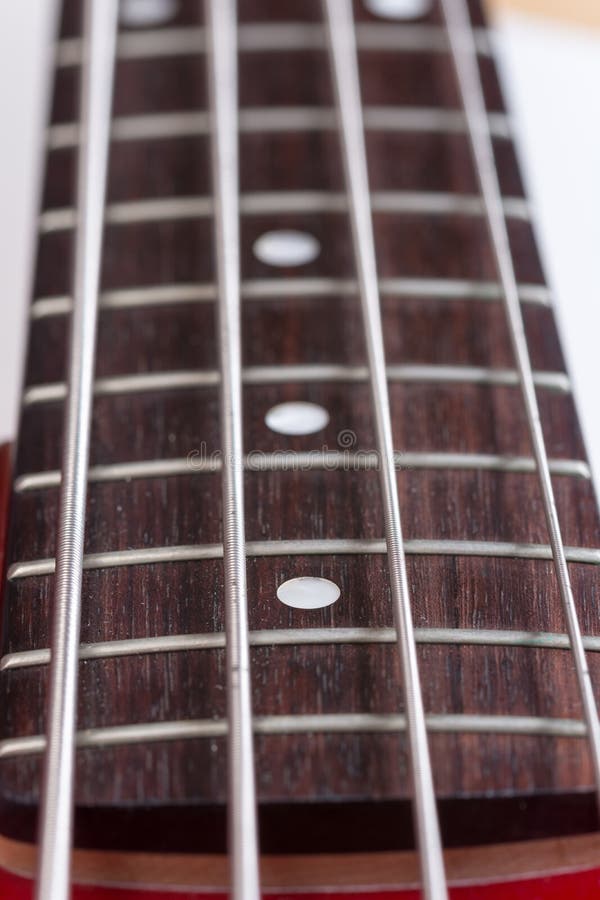 Close Macro Guitar Bas Frets Neck Strings Stock Photo - Image of close ...