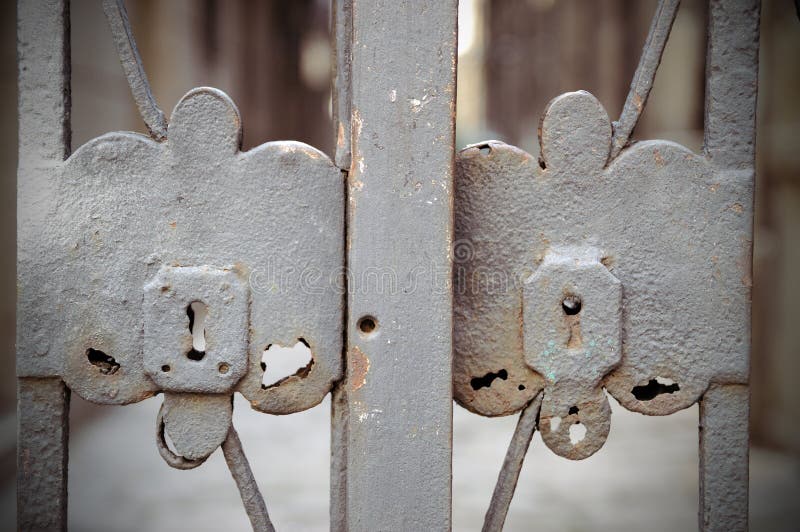 Close Up of Metal Object with Background Lights Stock Image - Image of ...