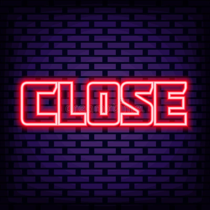 Close Neon Signboards. Neon Script. Light Art Stock Vector ...