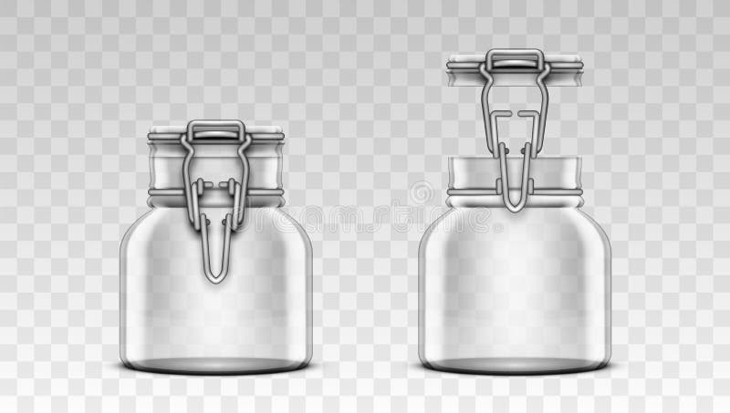 Close and Open Transparent Empty Swing Top Jar Stock Vector ...