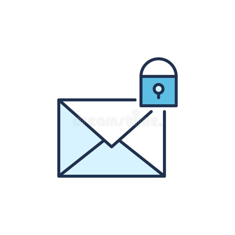 Close Padlock and Envelope Vector Email Locked Concept Colored Icon ...