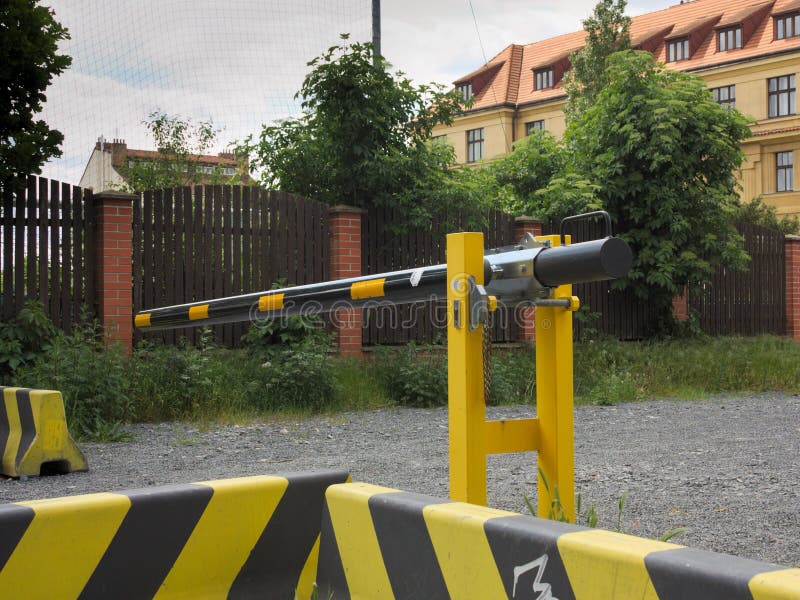Close Parking Barrier Yellow Praha Stock Image - Image of security ...