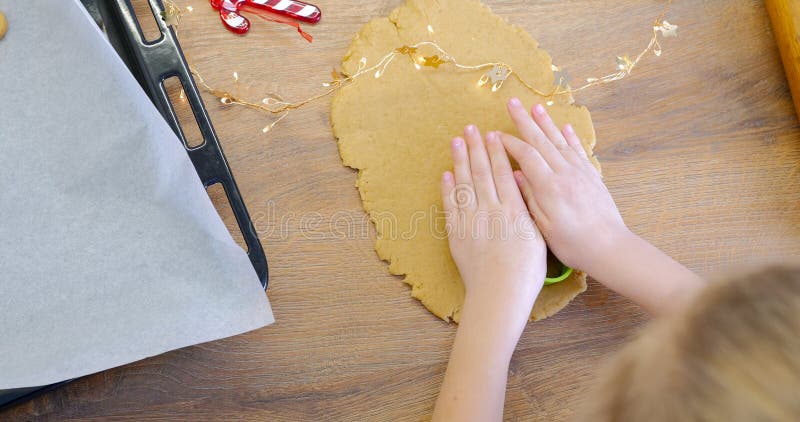 Close Photo of Girl Making Ginger Bread Cookies Forms and Preparing for ...