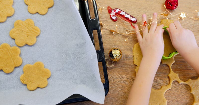 Close Photo of Girl Making Ginger Bread Cookies Forms and Preparing for ...