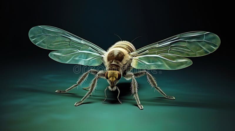 A Close Plan of a Fluffy Insect with Transparent Wings Stock ...