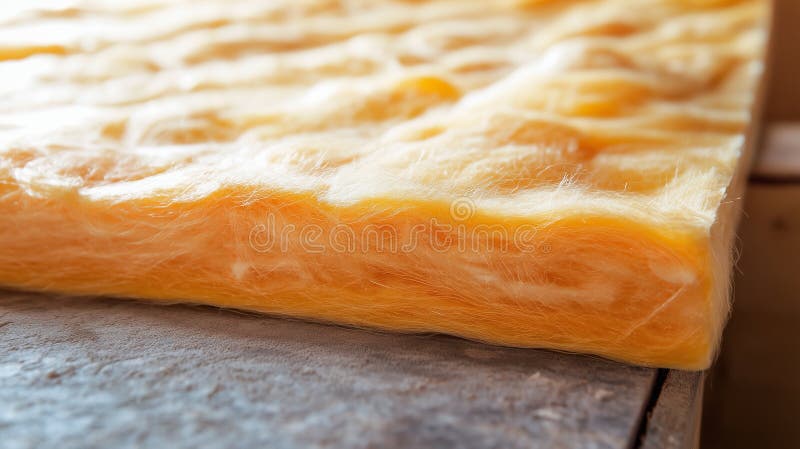 A Close Plan of the Isolation Material Made of Fiberglass Used in the ...