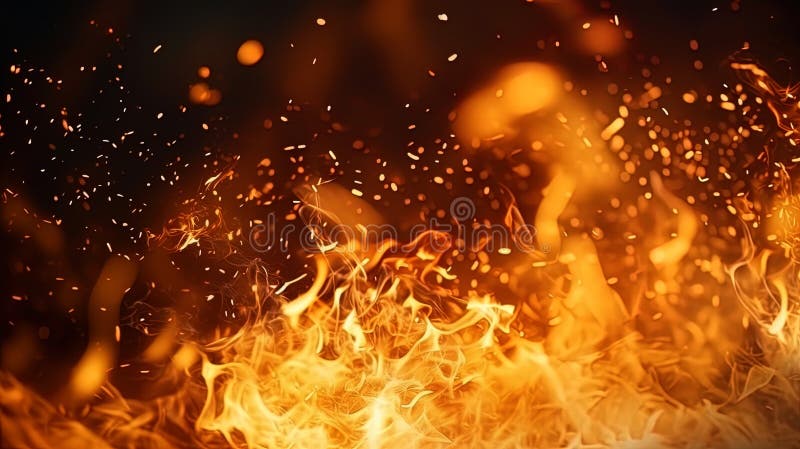 A Close Plan of the Texture of Fire Sparks and Spray with White Burning ...