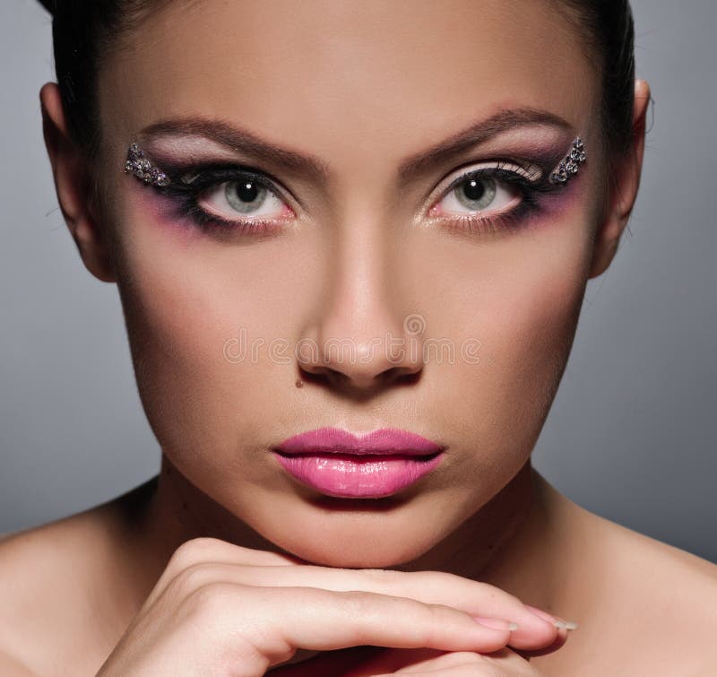 Close up portrait stock photo. Image of blue, brunette - 13136882