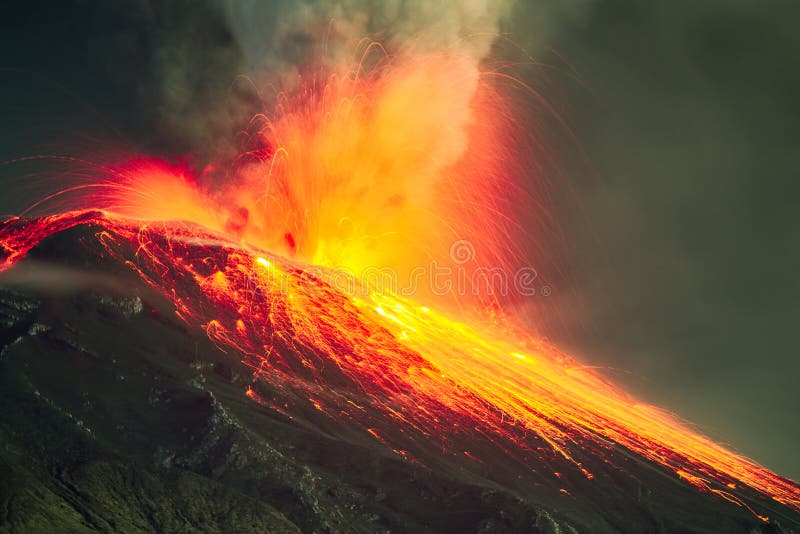 Tungurahua Volcano Eruption Stock Image - Image of dark, geologic: 25125413