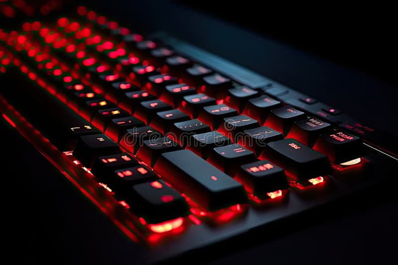 Close Red Backlight, Backlit Laptop Computer Keyborad Computer Gaming ...
