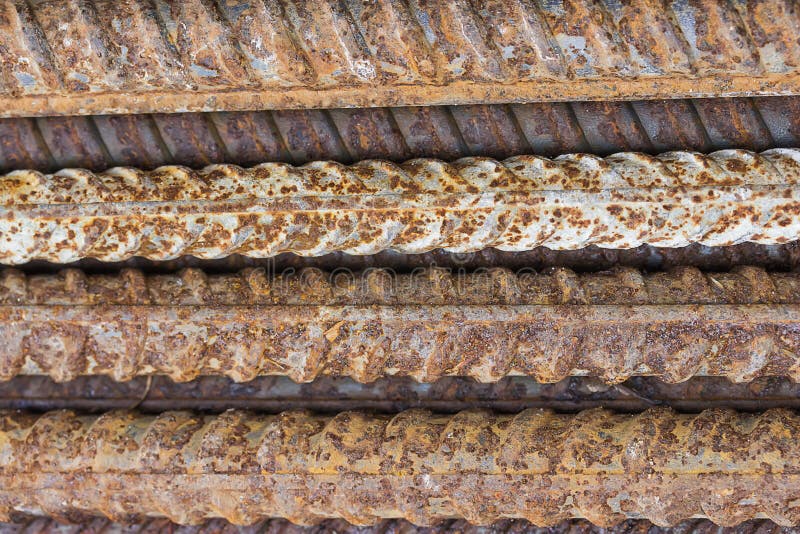 Close of Rusty Ribbed Iron Rod Stock Image - Image of environment ...